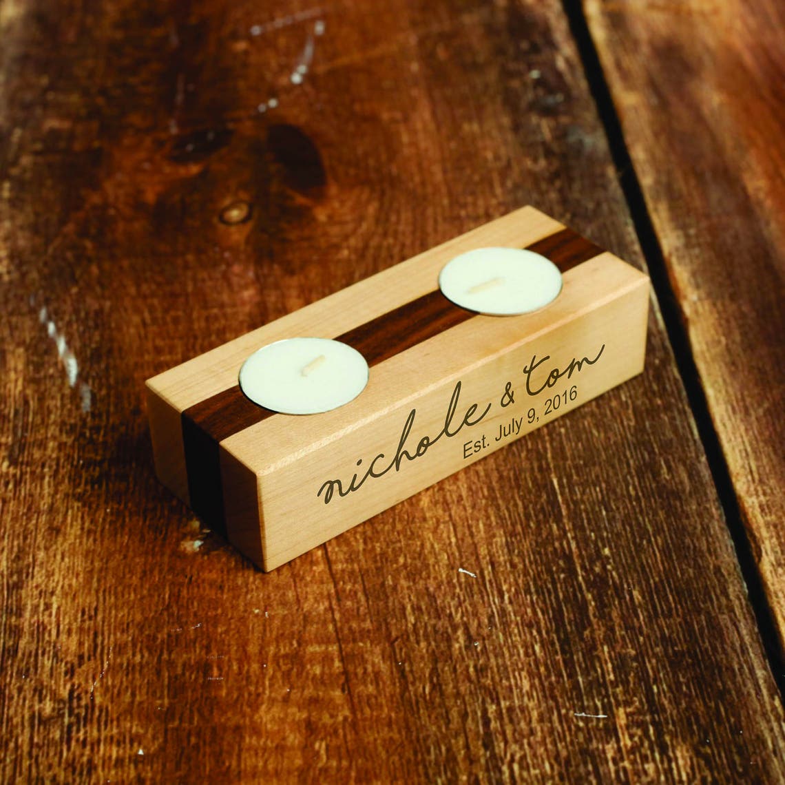 Personalized Wood Tealight Candle Holder Custom Wooden Tea | Etsy