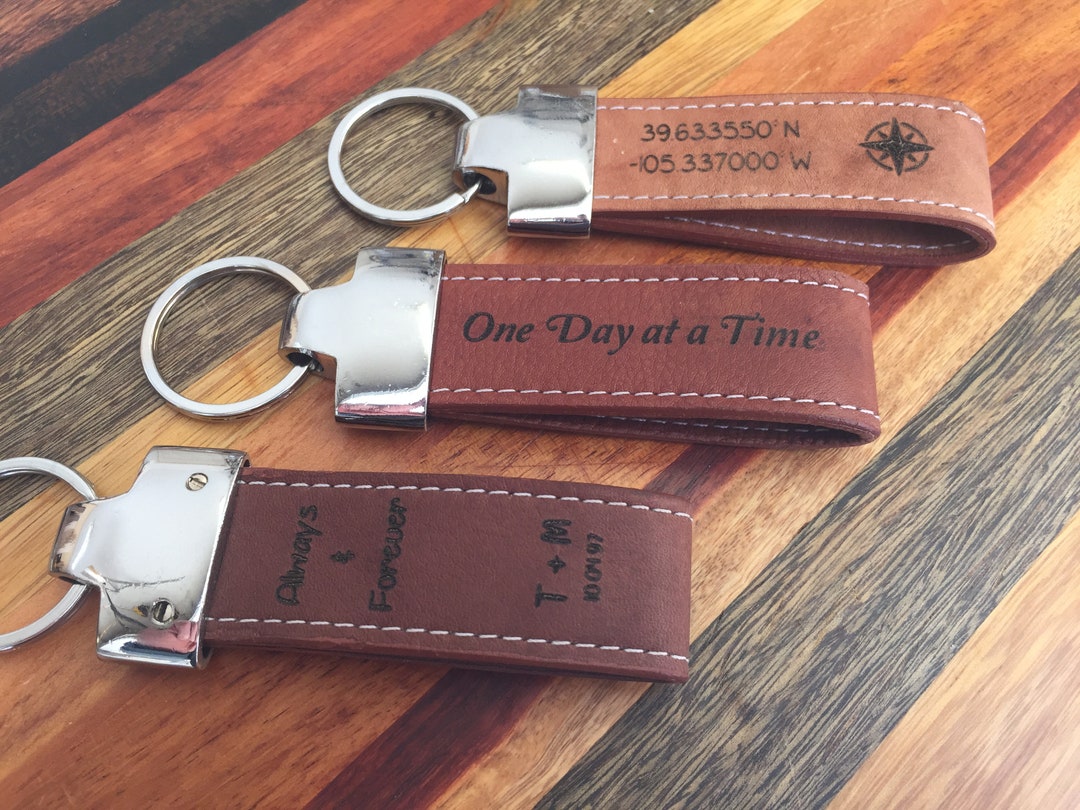 Personalized Leather Keychain, Custom Gift, Laser Engraved Signature Leather Key Ring, Full ...