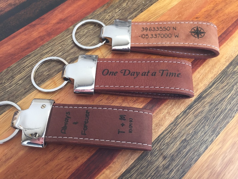 Personalized Leather Keychain Custom Gift Laser Engraved | Etsy