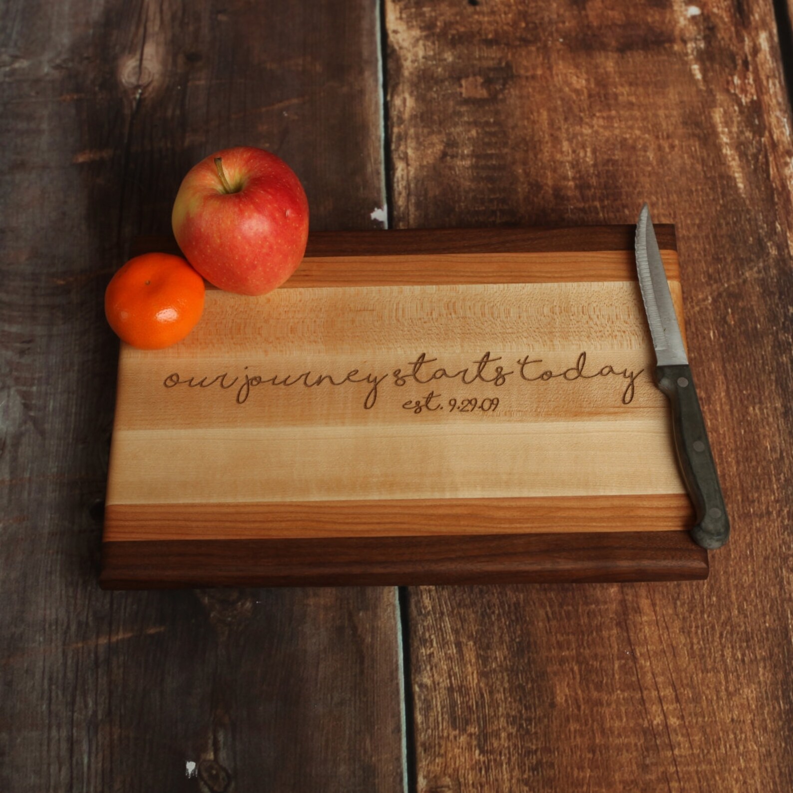 Personalized Wood Cutting Board Walnut Cherry and Maple - Etsy