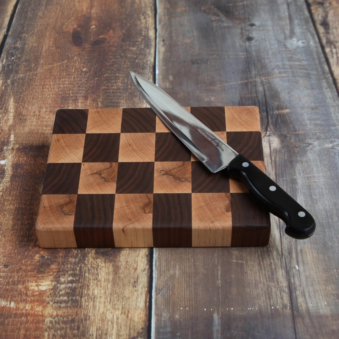 Checkered Wood End Grain Cutting Board Walnut and Ambrosia Maple ...