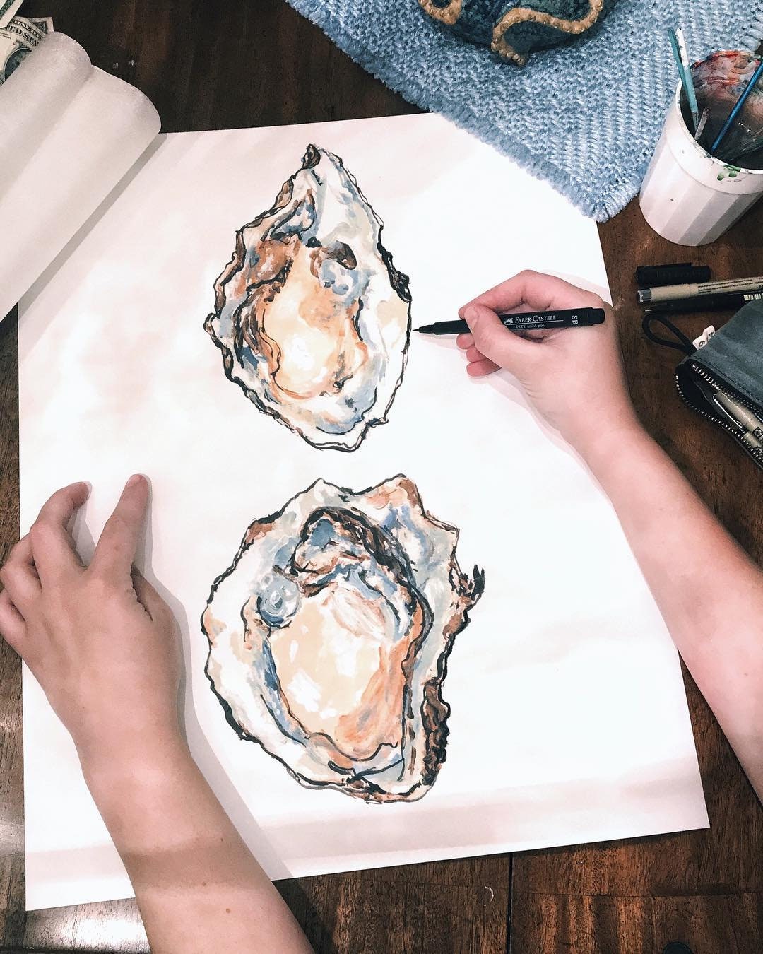 Oysters Print Food Illustration Oyster Art Kitchen Art | Etsy