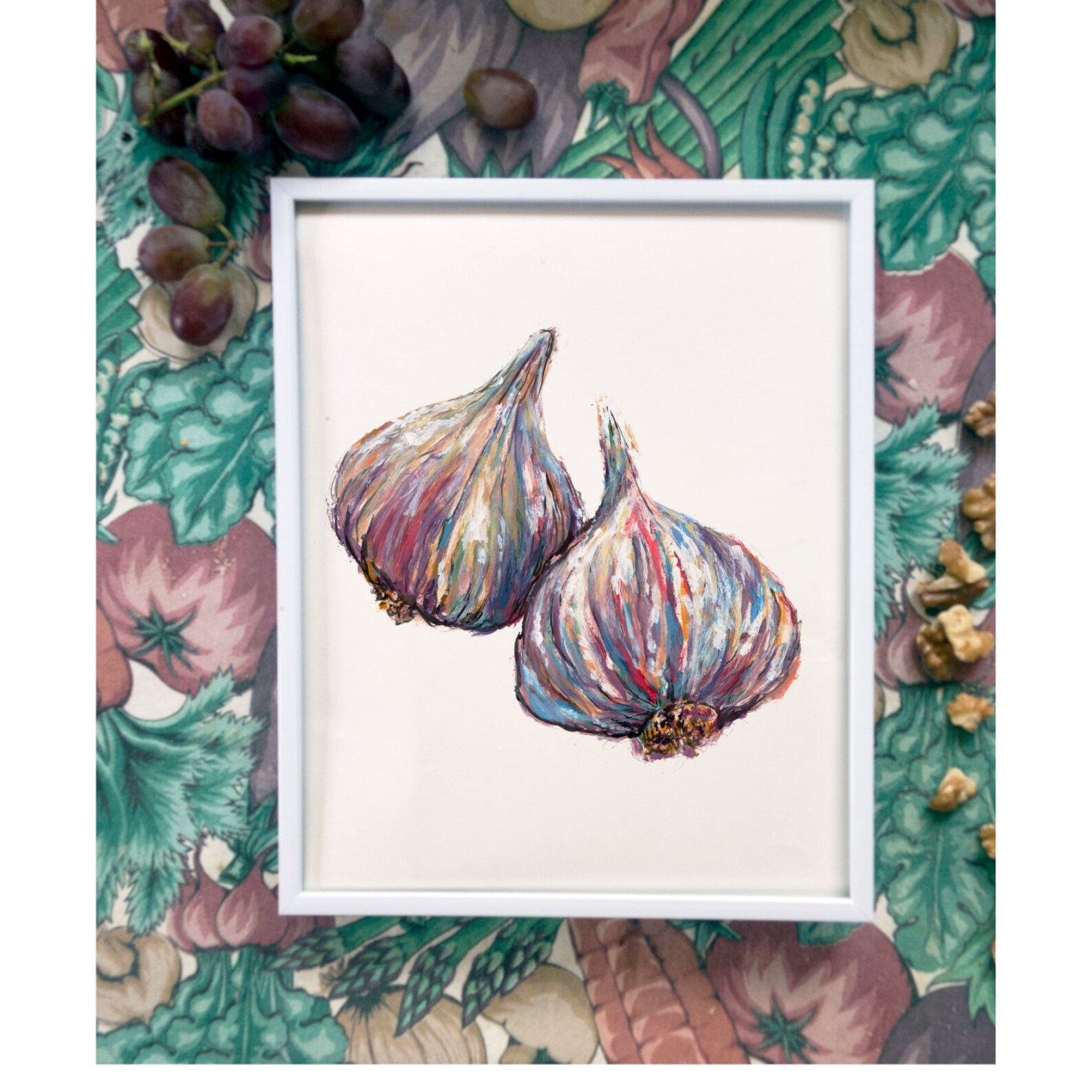 Garlic Hand-painted Print // Food Painting Garlic Art - Etsy Australia