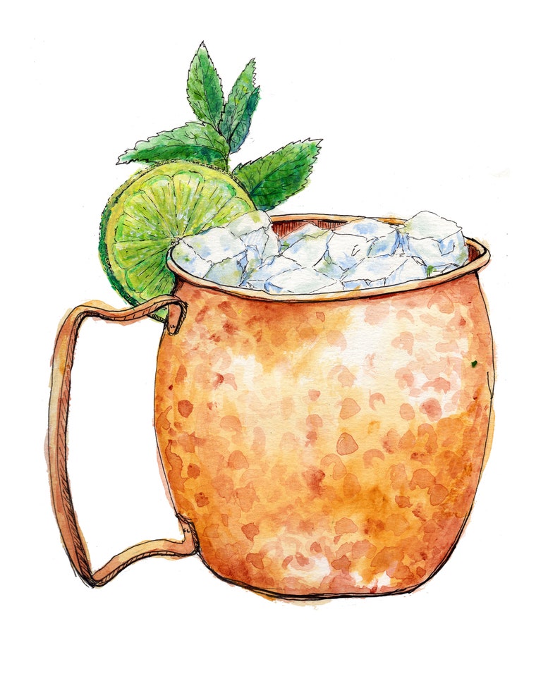 Moscow Mule Cocktail Print Drink Poster cocktail - Etsy
