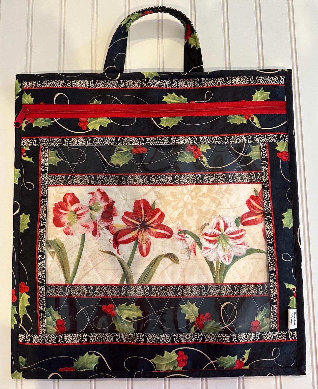 Large Quilted Project Bag With Handle / Amaryllis / 16 X 17 / Vinyl ...