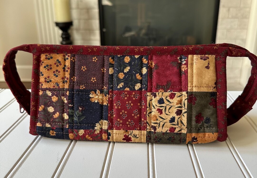 Rustic Earth Tone Patchwork / Sew Together Bag / Sewing Supplies Case ...