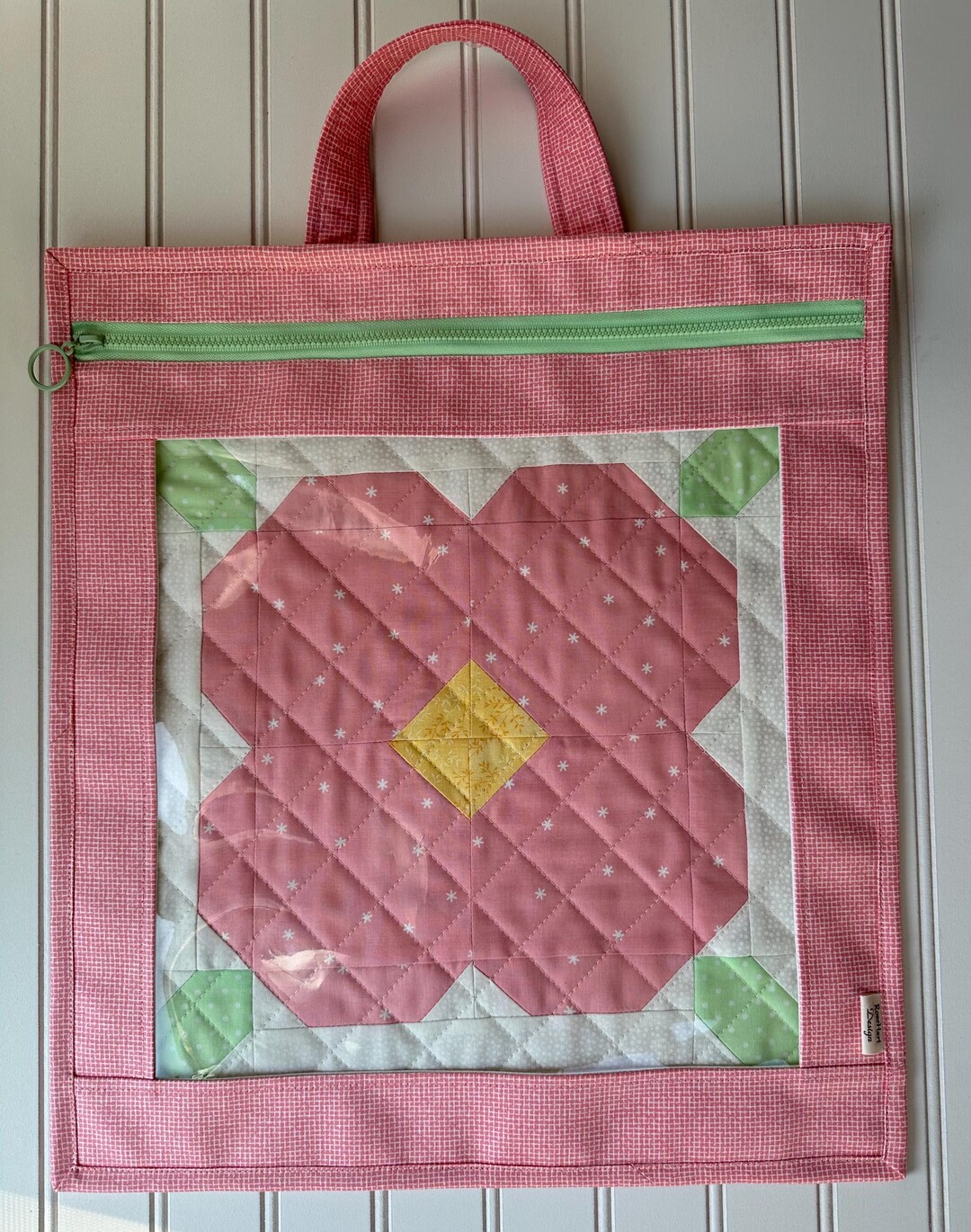Large Quilt Block Quilted Project Bag With Handle / 15 X 17 / Vinyl ...