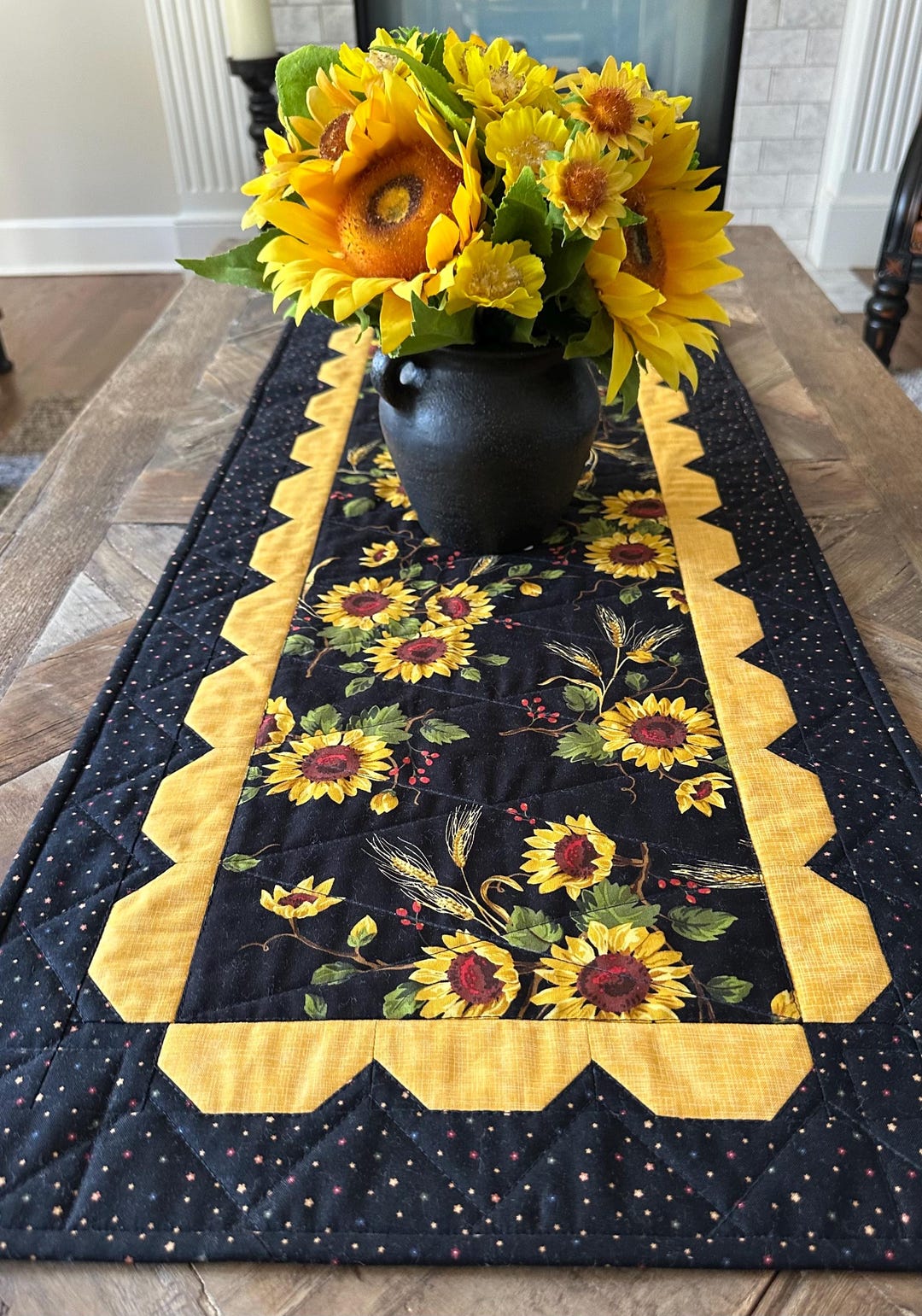 Patchwork Table Runner / Handmade Decor / Featuring Sunflower Fabric - Etsy