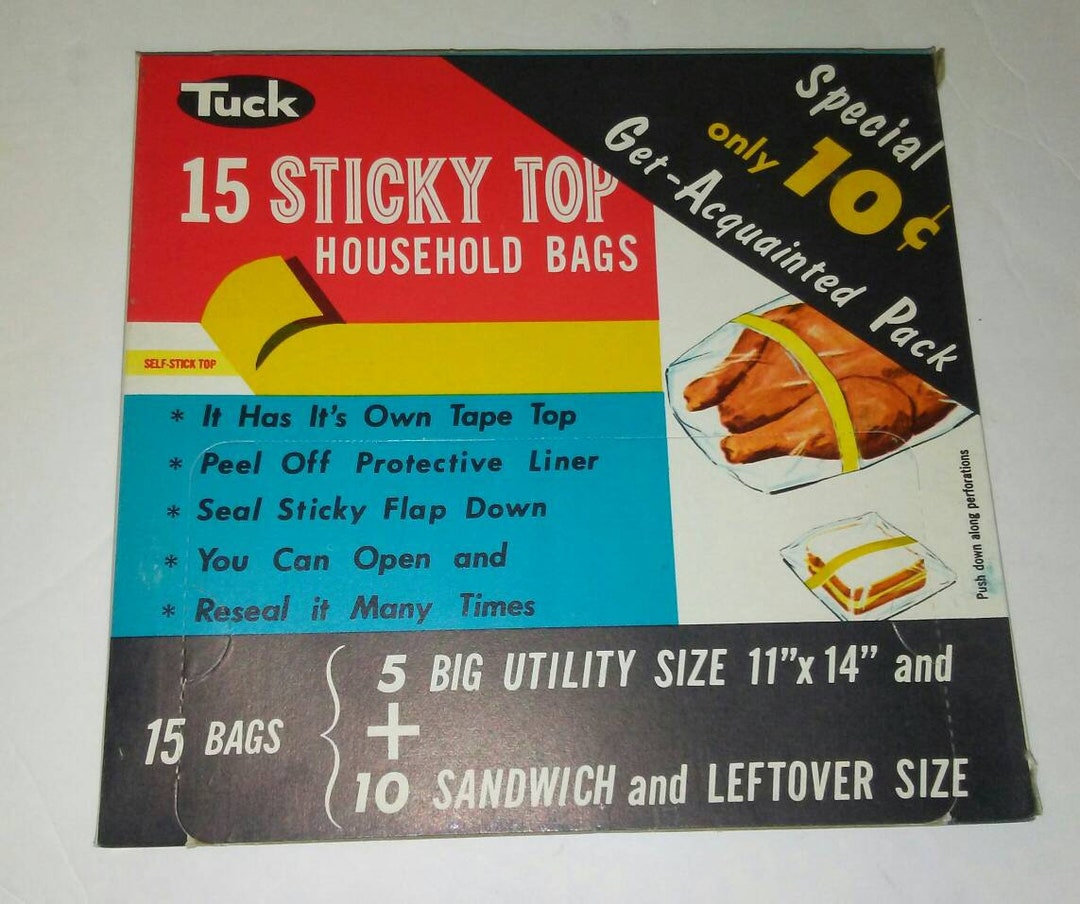 1960's TUCK 15 Sticky Top Household Bags - Etsy