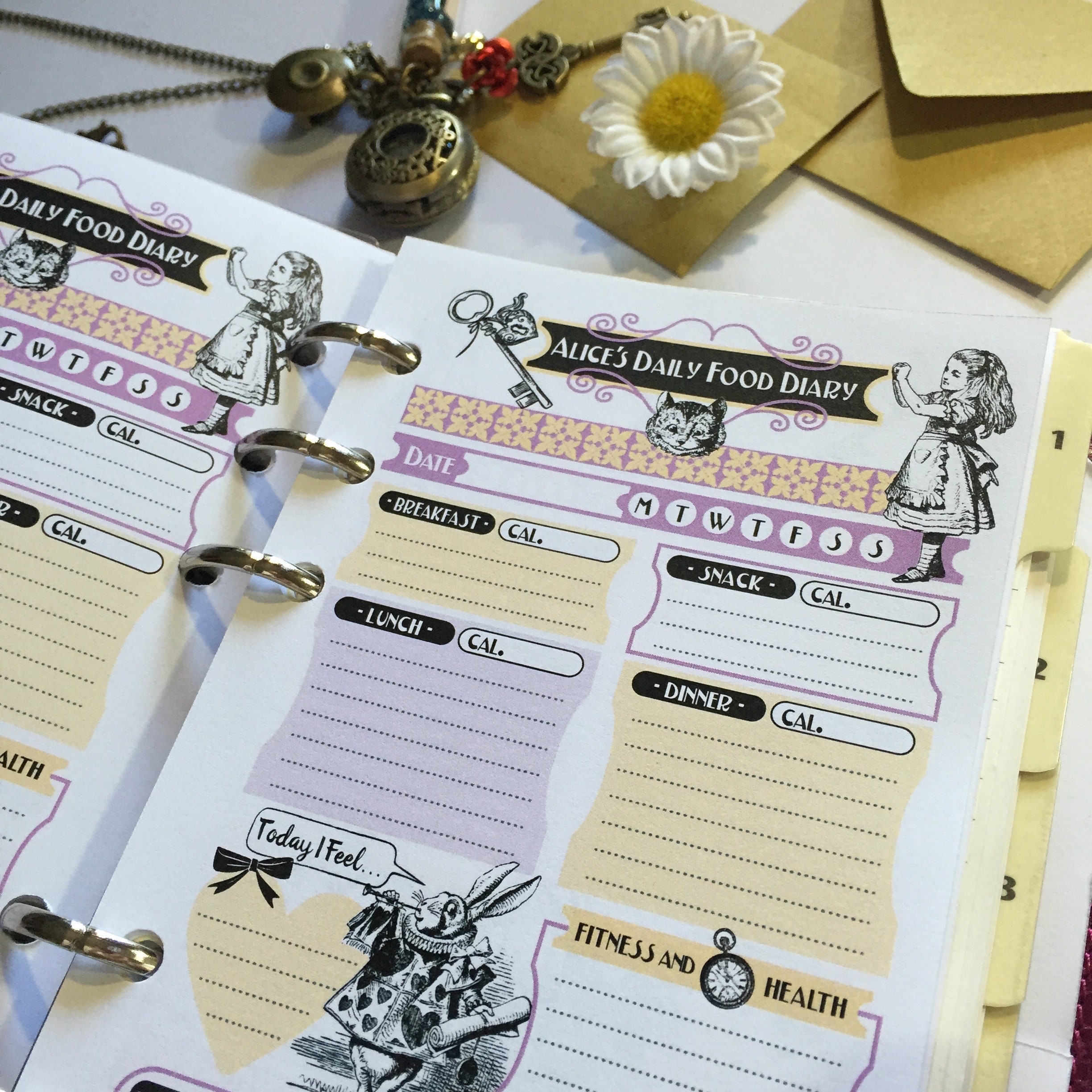 Alice's "printable Daily Food Diary" Personal Size - COD.0011A-EN - Etsy