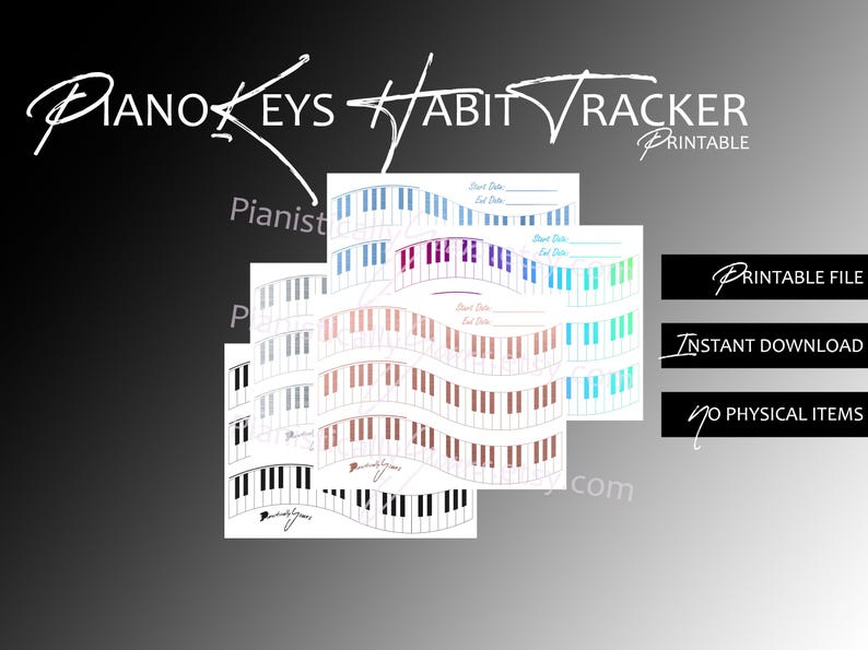 4-week Habit Tracker ⁞∫⁞ Piano Keys Theme ⁞∫⁞ Home Classroom Studio ⁞∫ ...