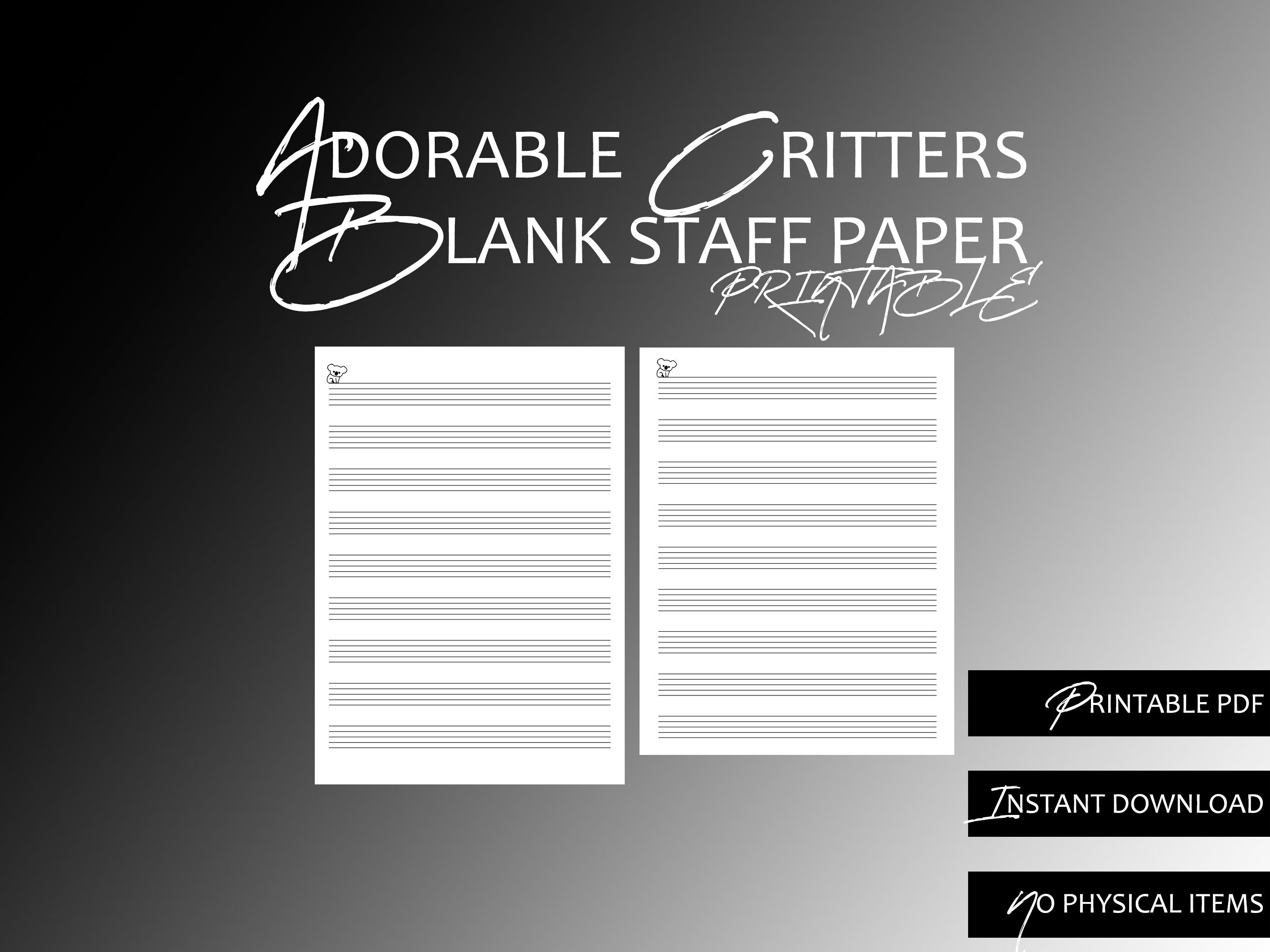 Blank Staff Paper ⁞ Cute ⁞ Kawaii ⁞ Adorable ⁞ Stylized ⁞ Chibi Series ...