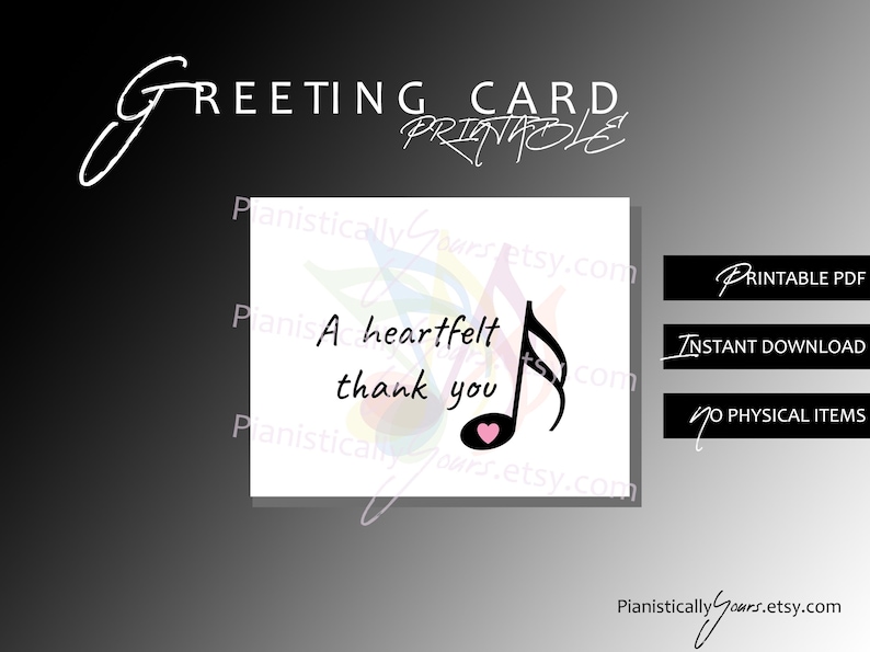 Cute Printable THANK YOU CARDS for Music Lovers, Music Theme Inspired ...