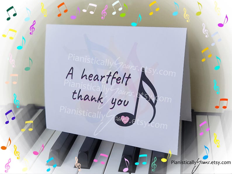 Cute Printable THANK YOU CARDS for Music Lovers, Music Theme Inspired ...