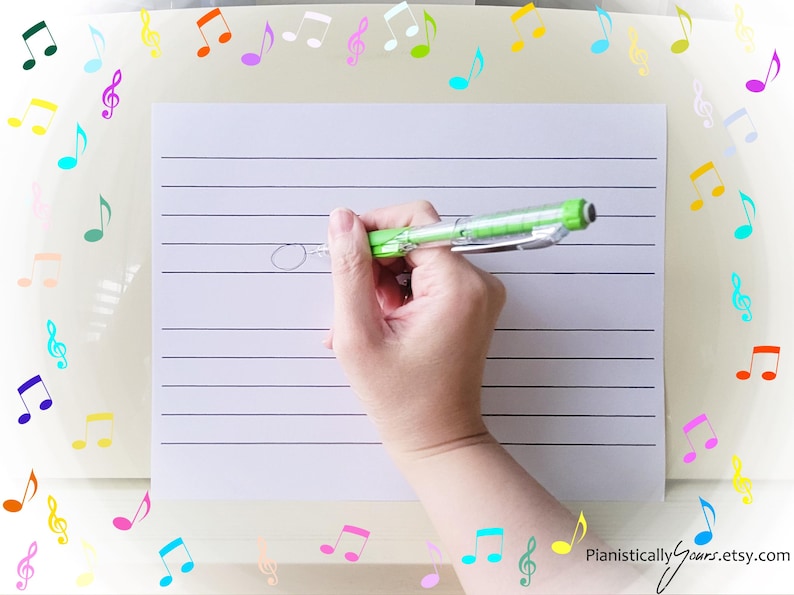 Kids Extra Wide Printable Blank Staff Paper for Big Notes, Landscape ...
