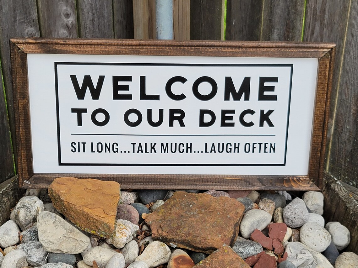 Welcome to Our Deck Reverse Canvas Welcome Sign - Etsy
