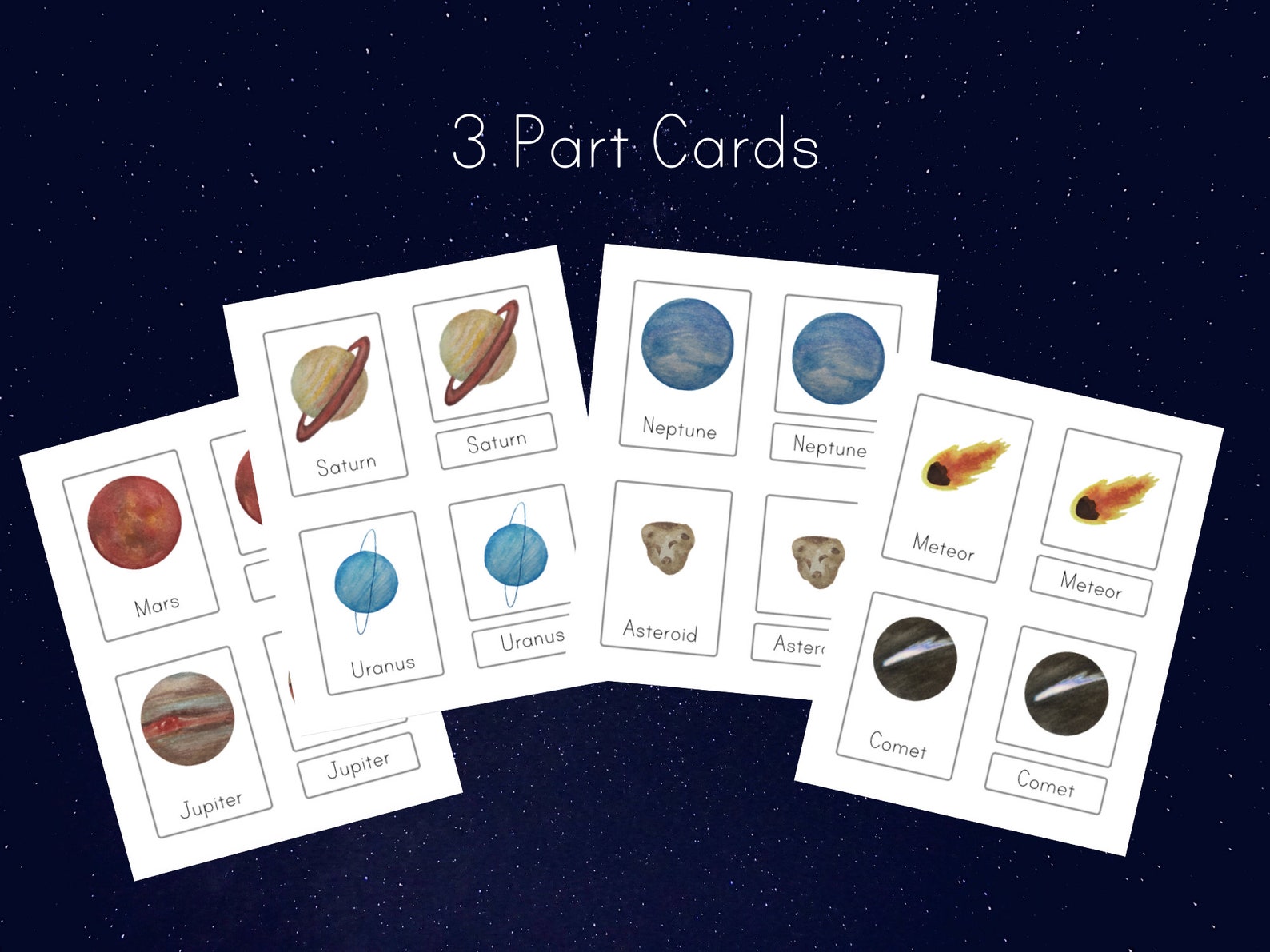 Solar System Poster & Montessori 3 Part Cards Printable PDF | Etsy