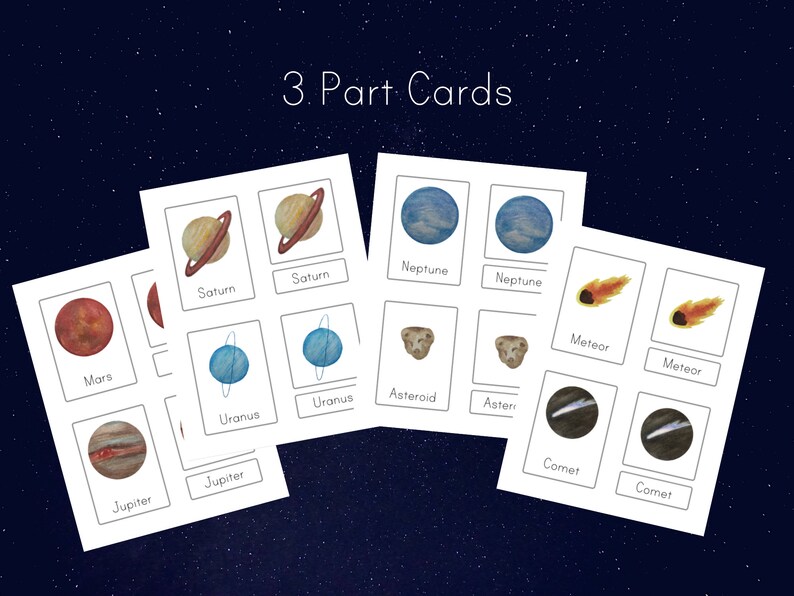 Solar System Poster & Montessori 3 Part Cards Printable PDF | Etsy