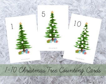 CHRISTMAS Counting Cards Counter Cards Count 1 to 10 - Etsy