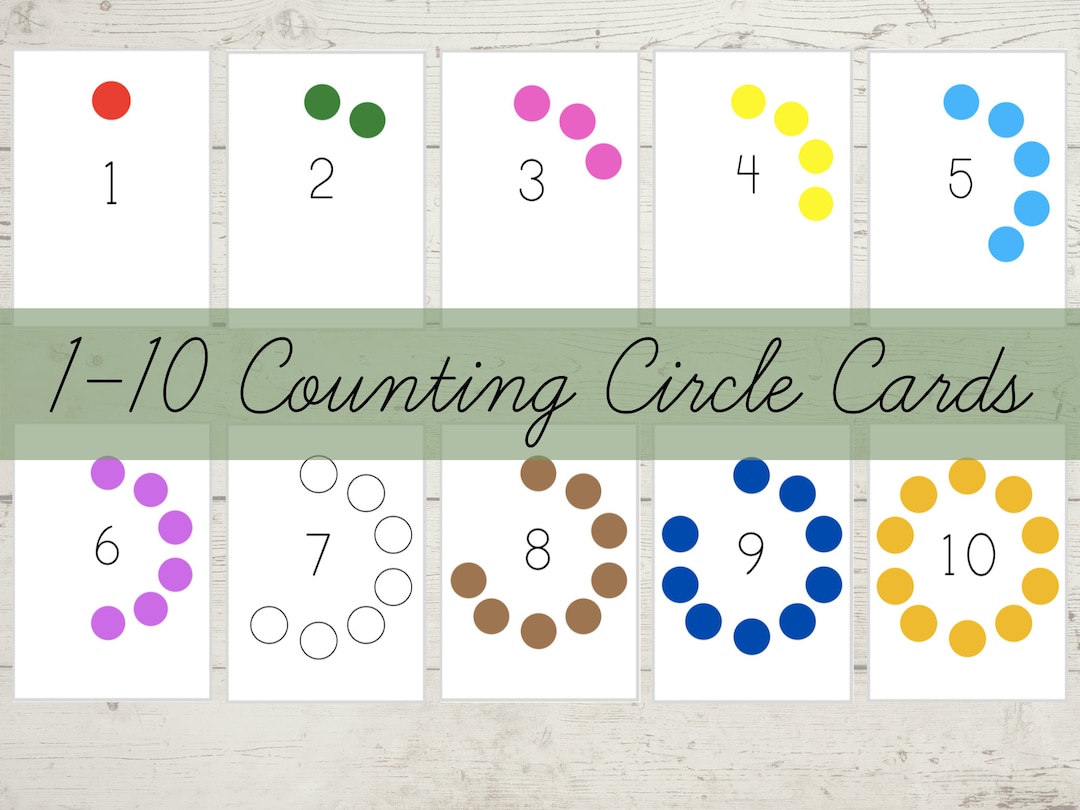 1-10 Counting Circle Cards PDF Printable - Etsy