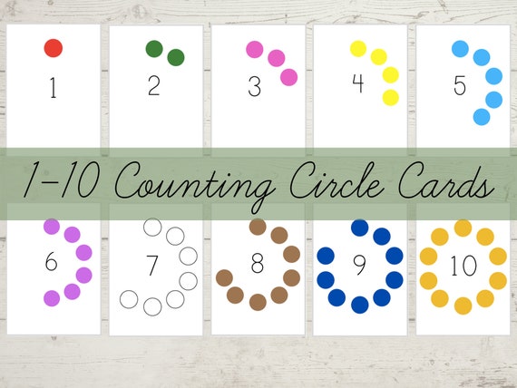 1-10 Counting Circle Cards PDF Printable | Etsy