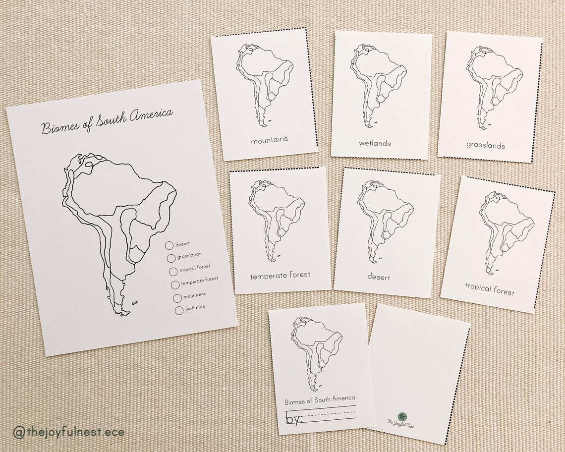 South America Biomes Montessori Cards | Map & Coloring Pages (printable ...