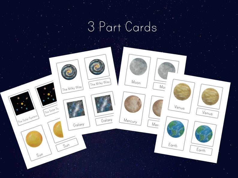 Solar System Poster & Montessori 3 Part Cards Printable PDF | Etsy