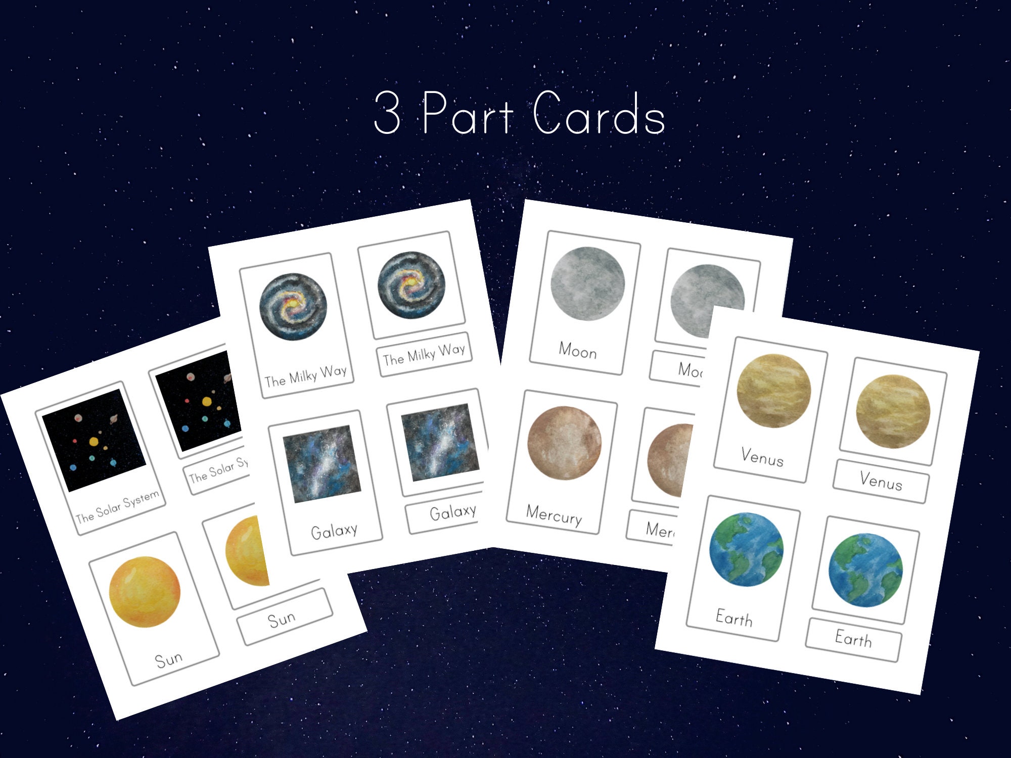 Solar System Poster & Montessori 3 Part Cards Printable PDF - Etsy Canada