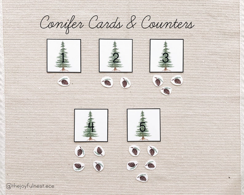 Conifer Cards & Counters Montessori Number Cards Printable | Etsy