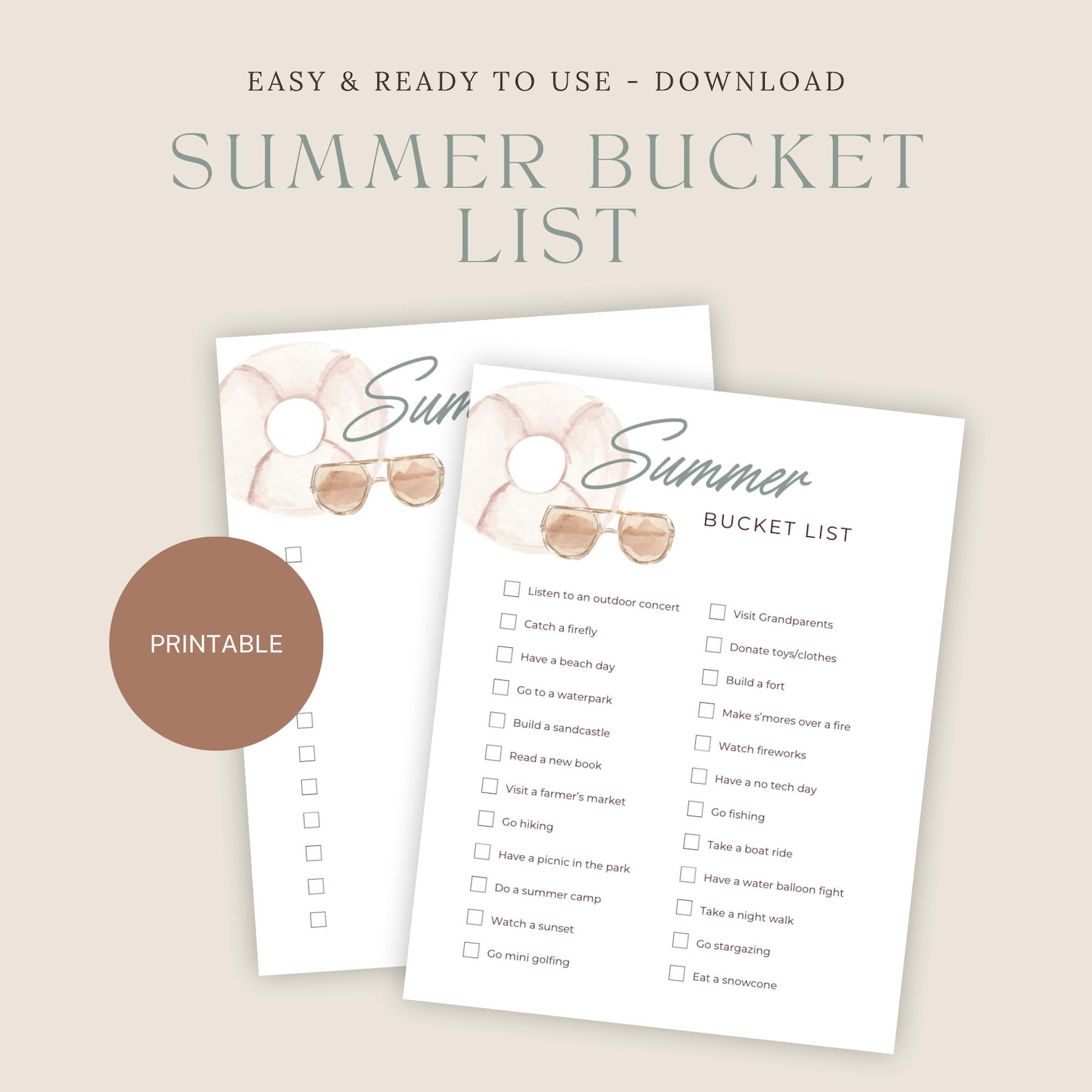 Summer Bucket List Printable | Summer Template for Kids | Summer ...