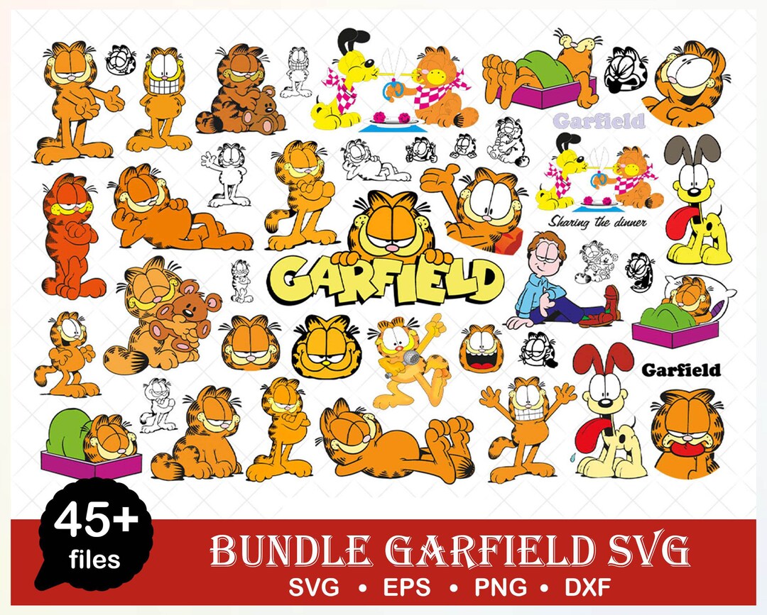 Garfield SVG Cut File Bundle Garfield and Friends Odie SVG - Etsy