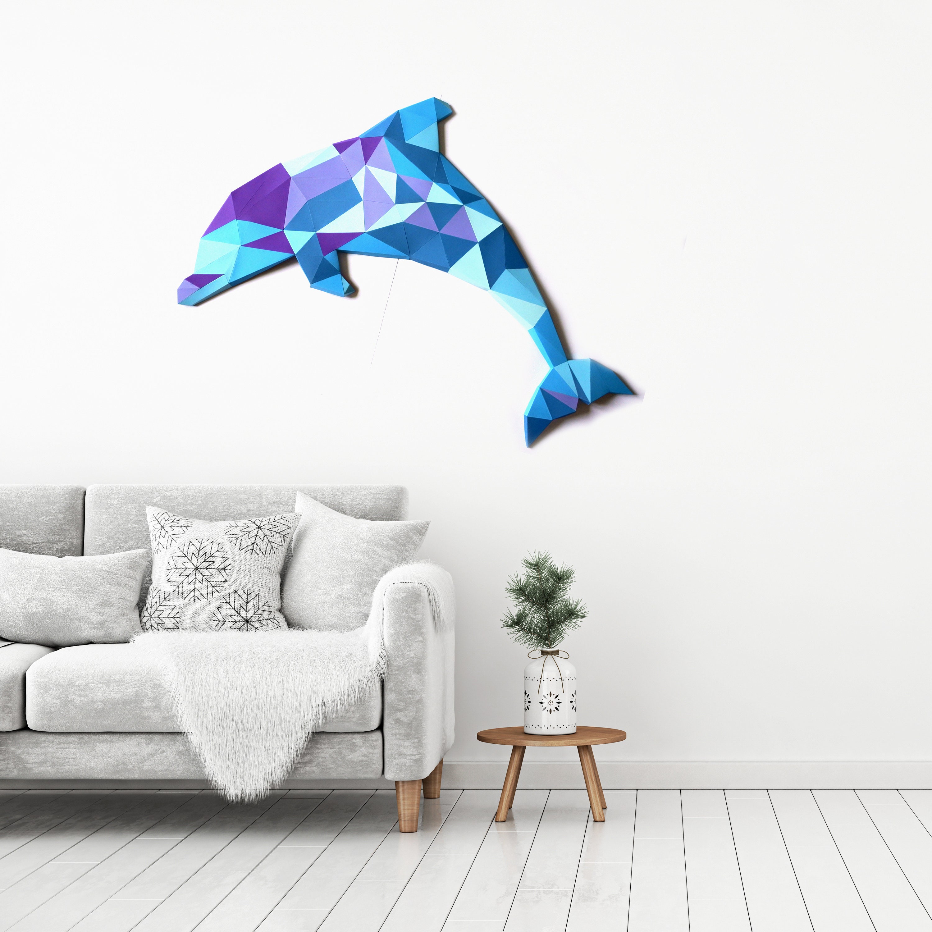 Dolphin Papercraft / 3D Wall Decoration / Paper Model / Paper Art ...