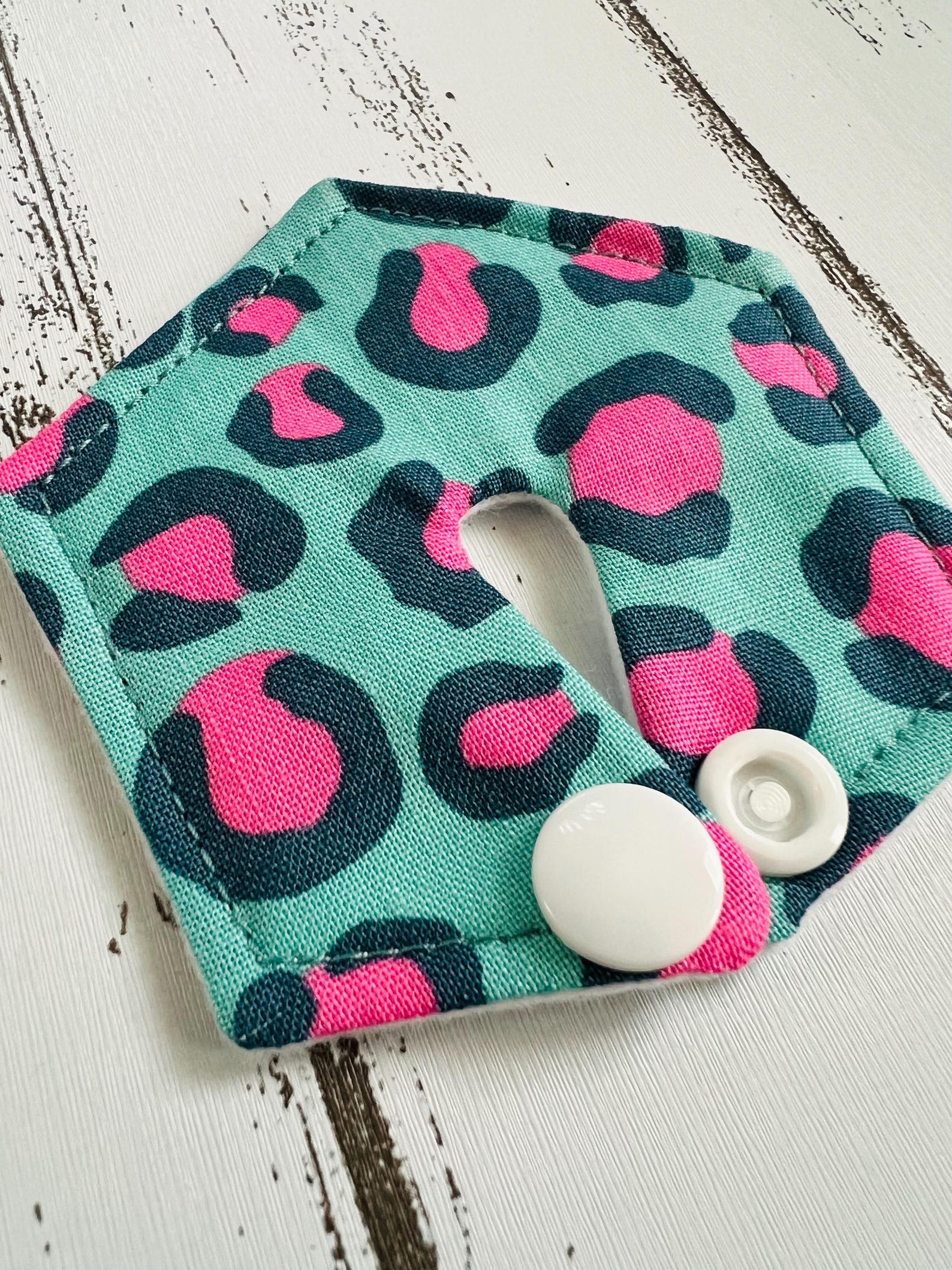 1 Single Feeding Tube, G-tube Pad “leopard, Turquoise/pink” Mic-key ...