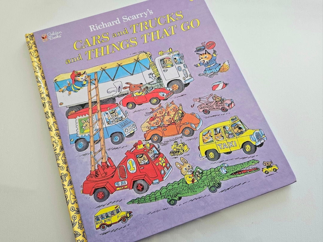 Richard Scarry's Cars and Trucks, 1970s Golden Book, Children's Story ...