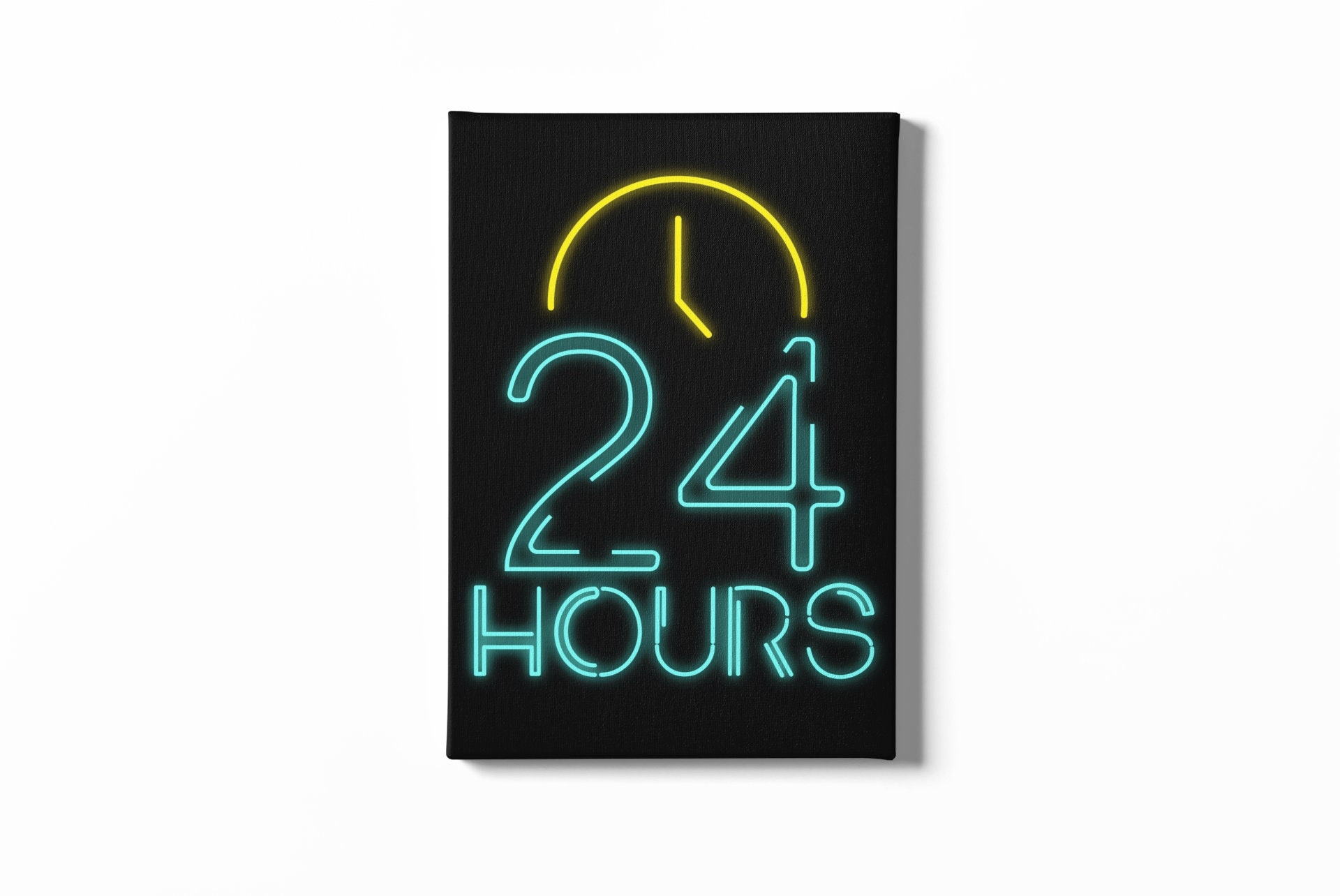 24 Hours Neon Lights Sign Instant PNG & JPG Digital Download | Etsy