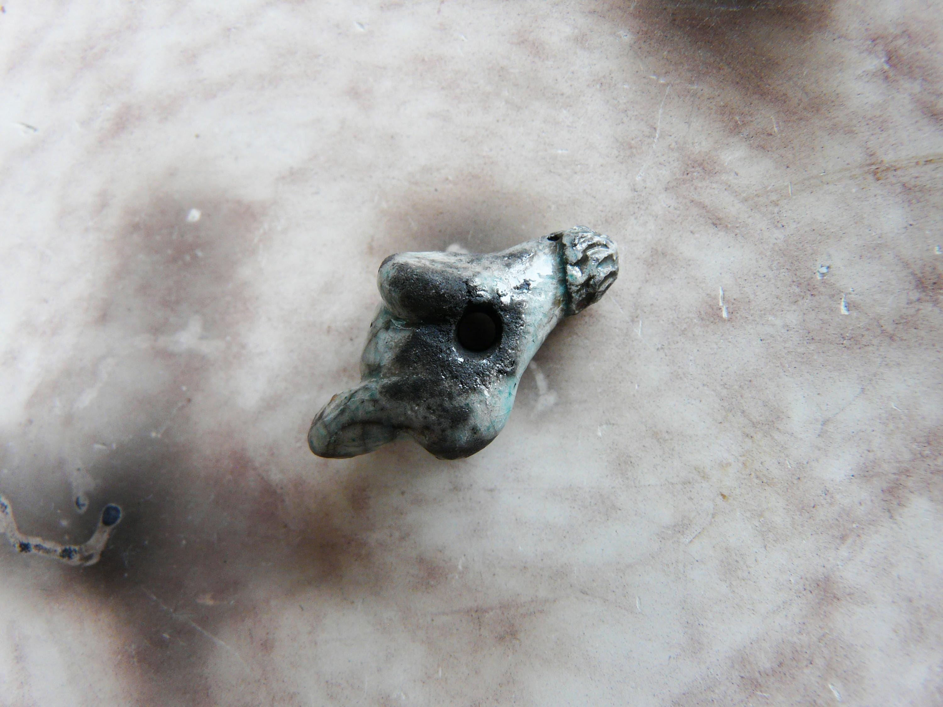 Prehistoric Goddess Pearl Pendant Rustic Raku Enameled Turquoise Blue ...