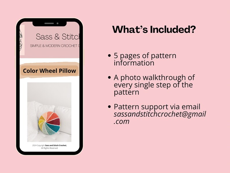 Crochet Pillow PATTERN // Color Wheel Pillow, Round Pillow Cover ...