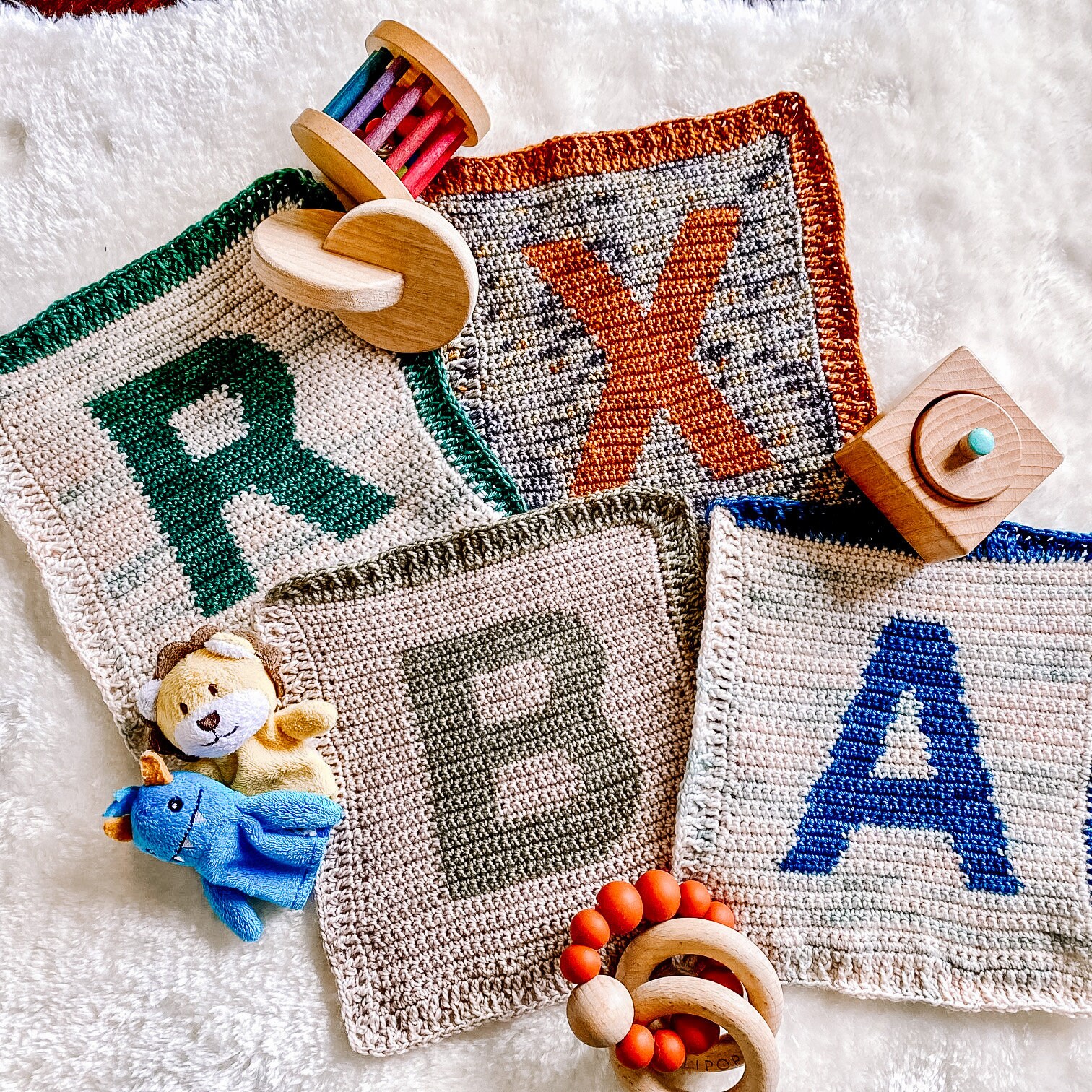 FIVE ALPHABET PATTERNS // Alphabet Blanket + Individual Alphabet Lovies ...