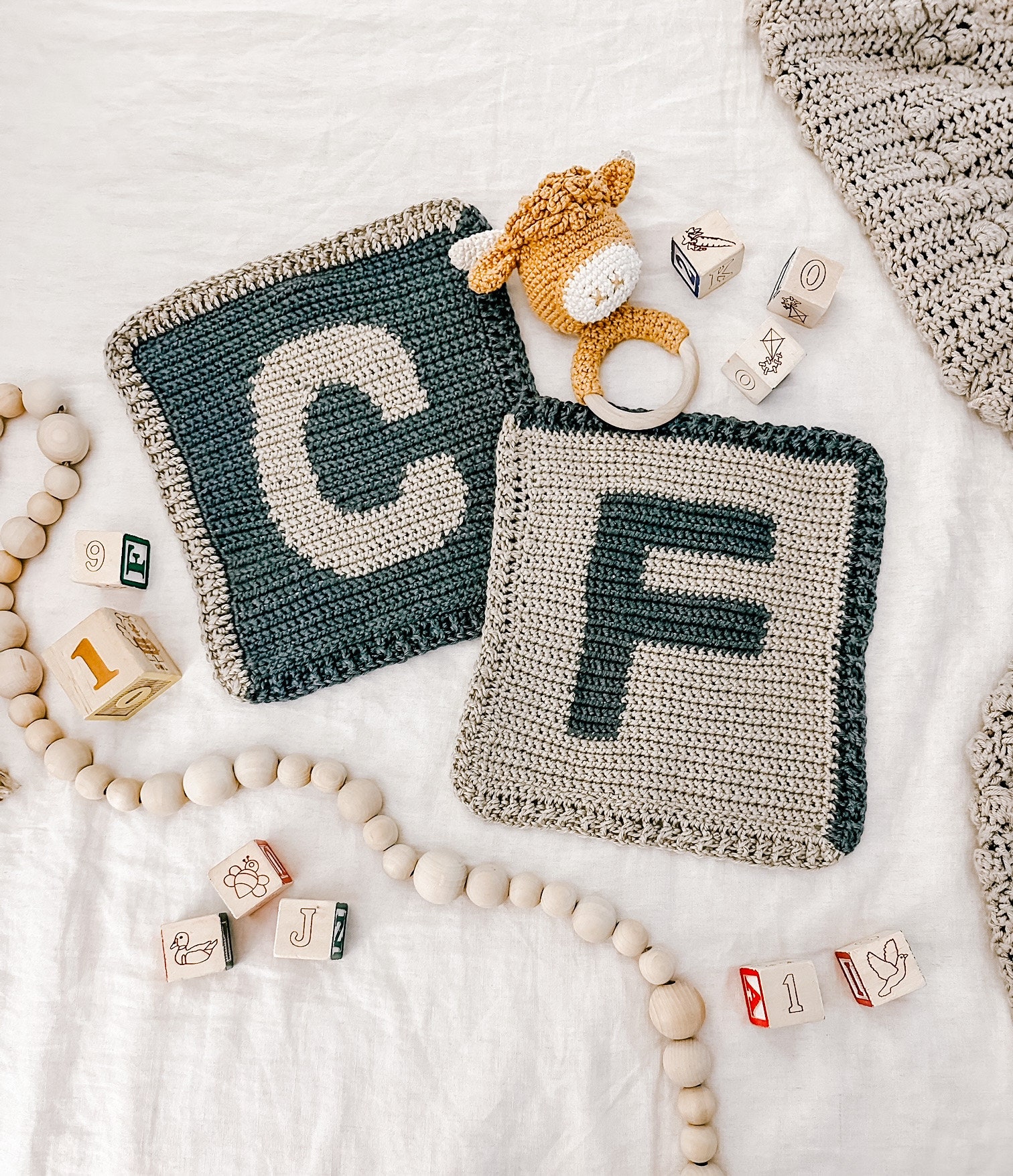 FIVE ALPHABET PATTERNS // Alphabet Blanket + Individual Alphabet Lovies ...