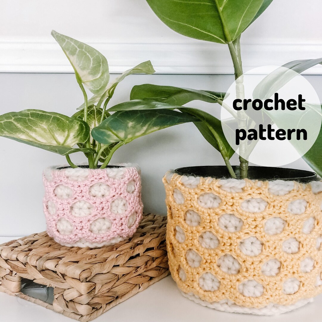 Crochet Basket PATTERN // Honeycomb Plant Basket, Planter, Plant Basket ...