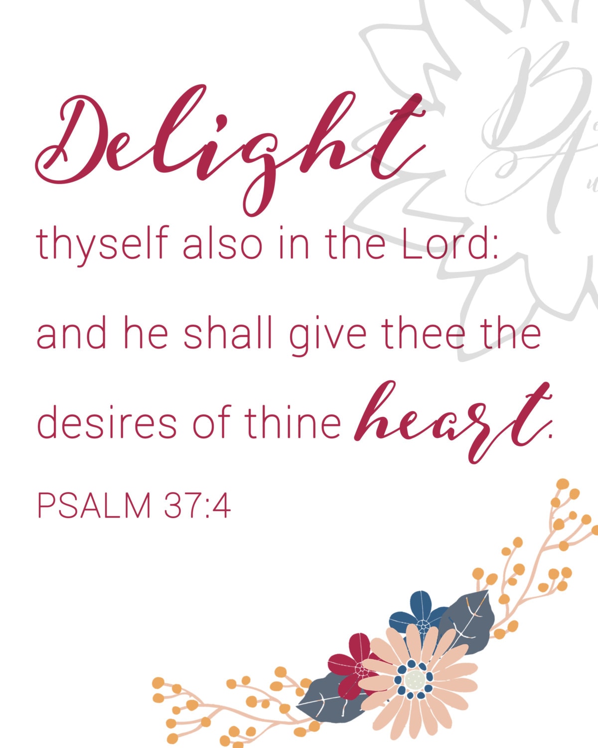 Psalm 37:4 Scripture Wall Art / Printable / KJV / Wall Decor / Bible ...