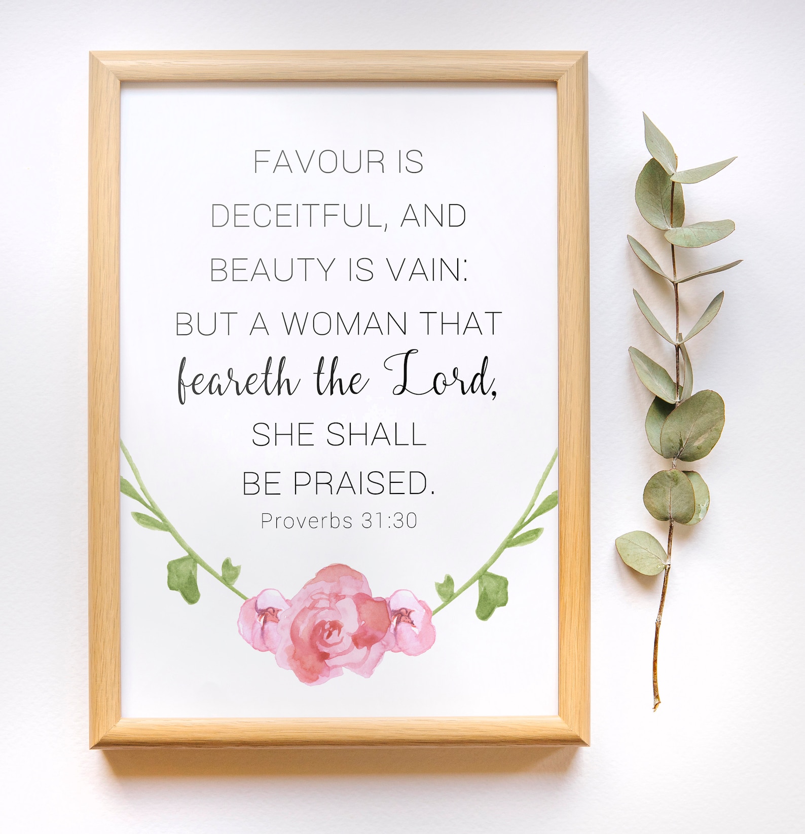 Proverbs 31:30 Scripture Wall Art / Printable / KJV / Mother's Day ...