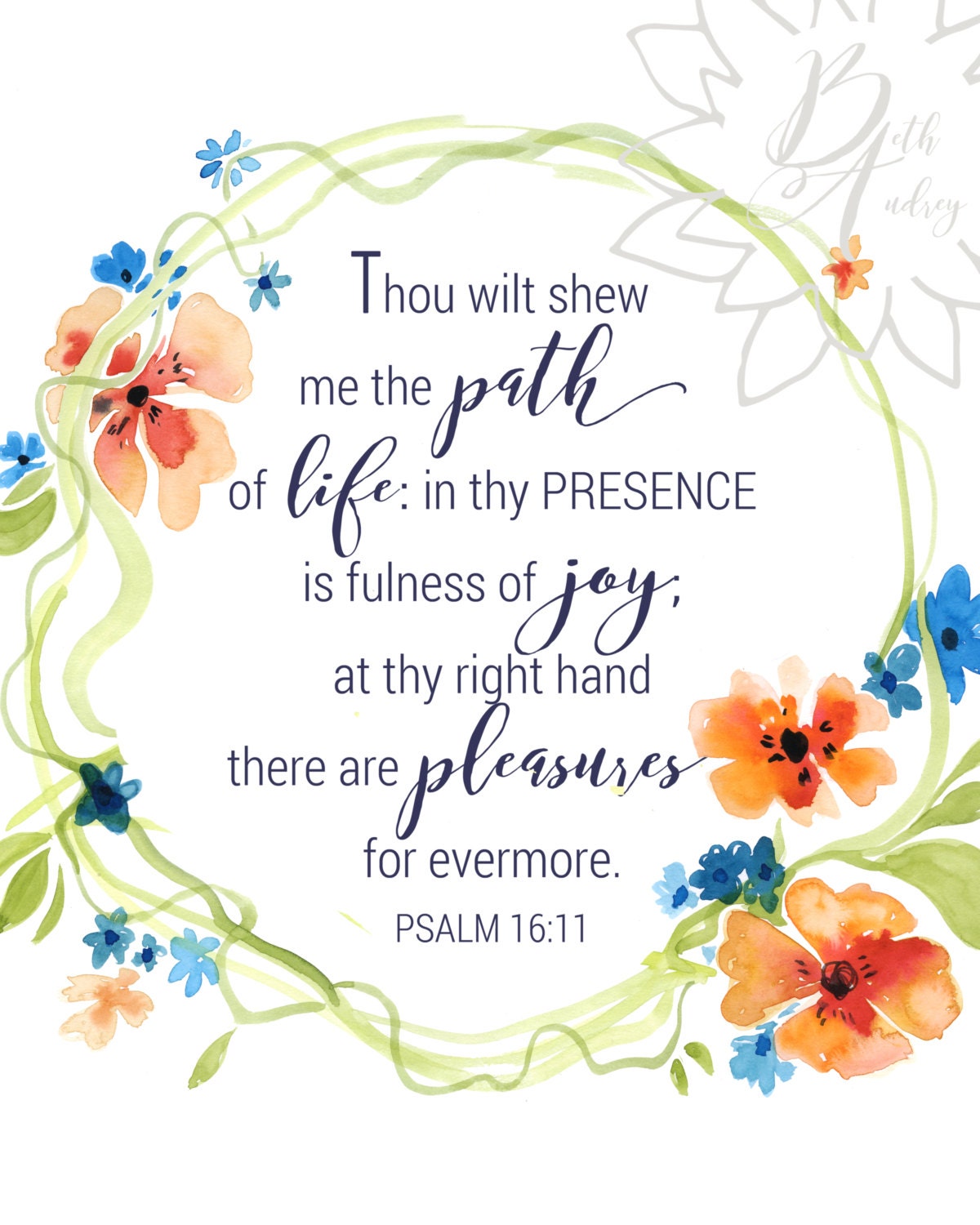 Psalm 16 11 Verse Wall Art Printable KJV Wall Decor Bible Verse