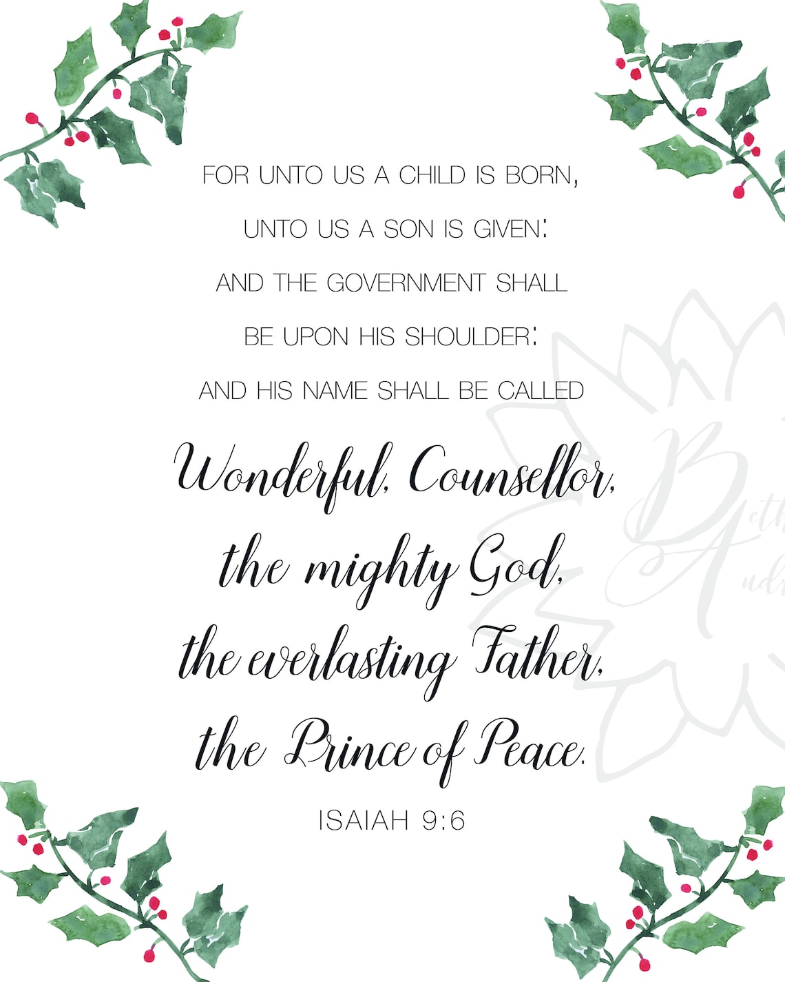 Isaiah 9:6 Scripture Wall Art / Printable / KJV / Wall Decor / Bible ...