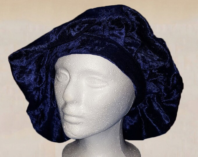 Renaissance or Medieval Style Toque muffin Hat, Panne shiny Velvet ...