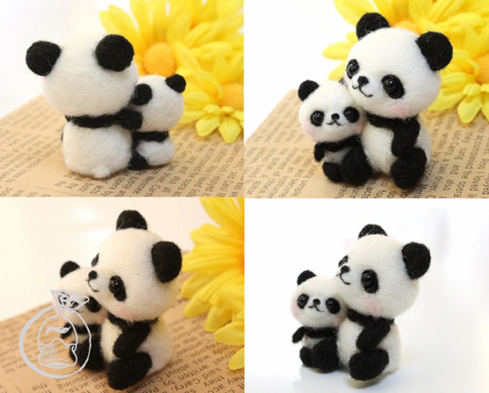Panda With a Baby Easy Wool Needle Felting Kit Includes | Etsy