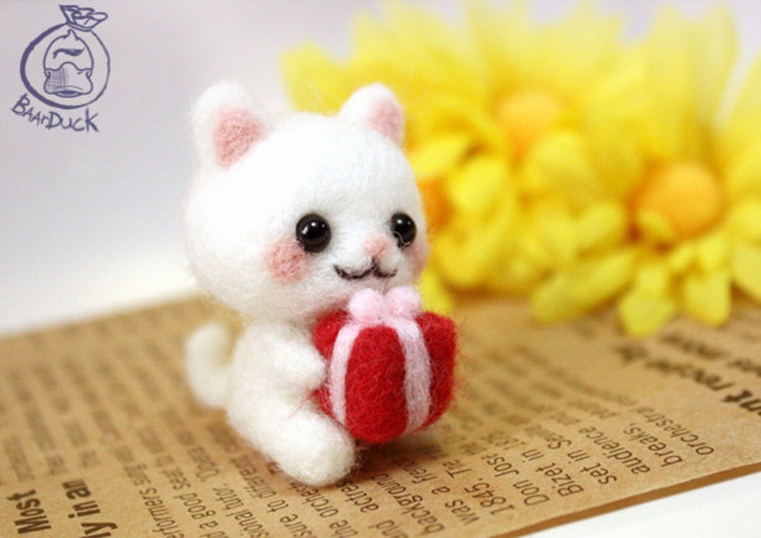 Cat DIY Felting Kit, Wool Felt Needle Craft, Handmade Animal ...