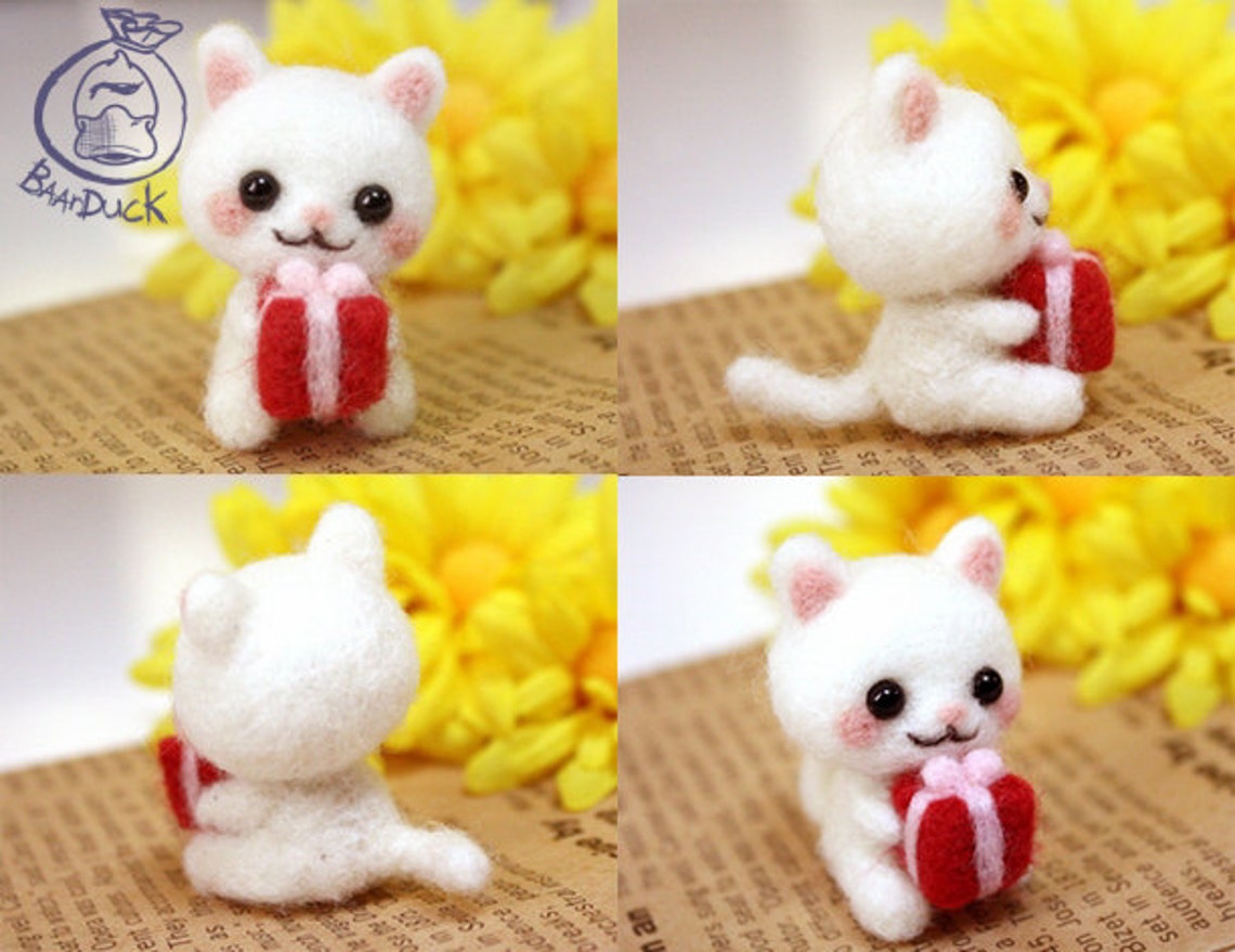 Cat DIY Felting Kit Wool Felt Needle Craft Handmade Animal - Etsy