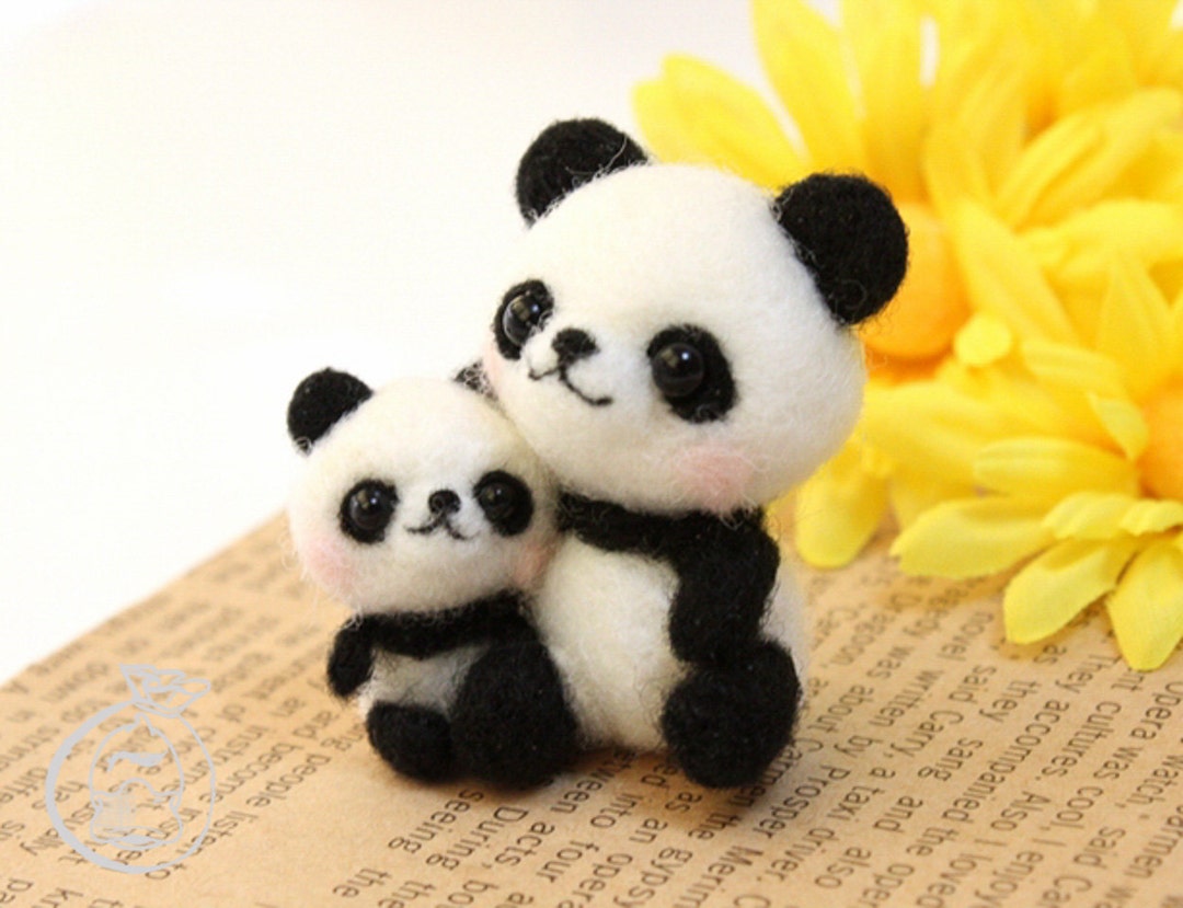 Panda With a Baby Easy Wool Needle Felting Kit Includes - Etsy