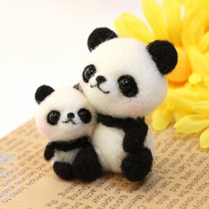 Panda With a Baby Easy Wool Needle Felting Kit Includes - Etsy